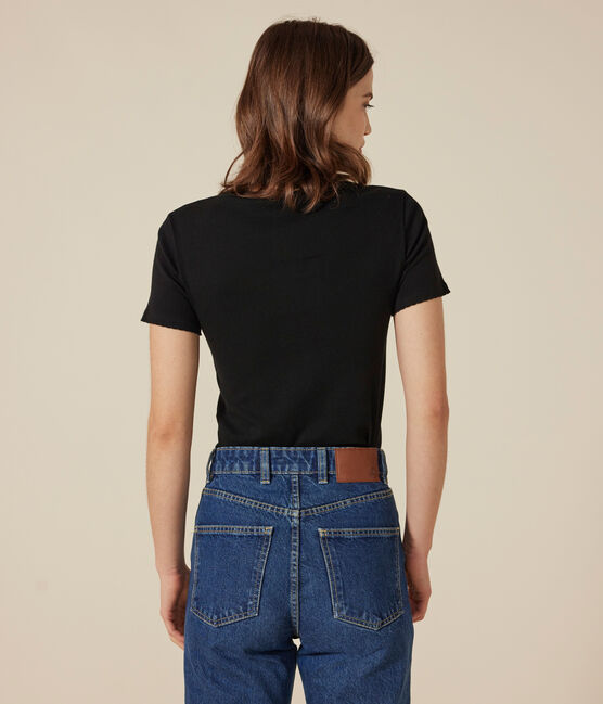 Women's Iconic Cocotte Stitch Cotton T-Shirt BLACK | Petit Bateau