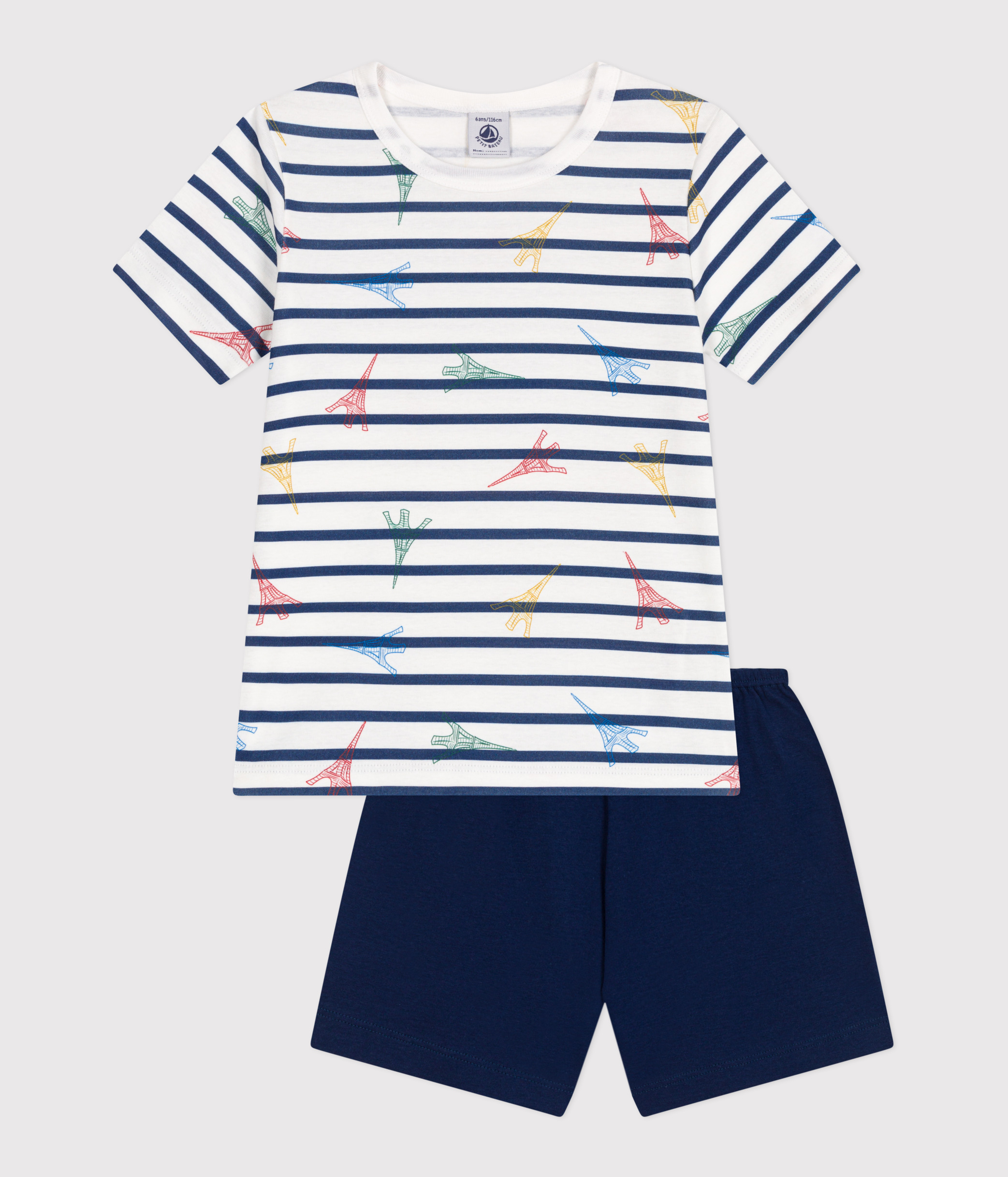 Children's short Paris print cotton pyjamas MEDIEVAL/MULTICO | Petit Bateau