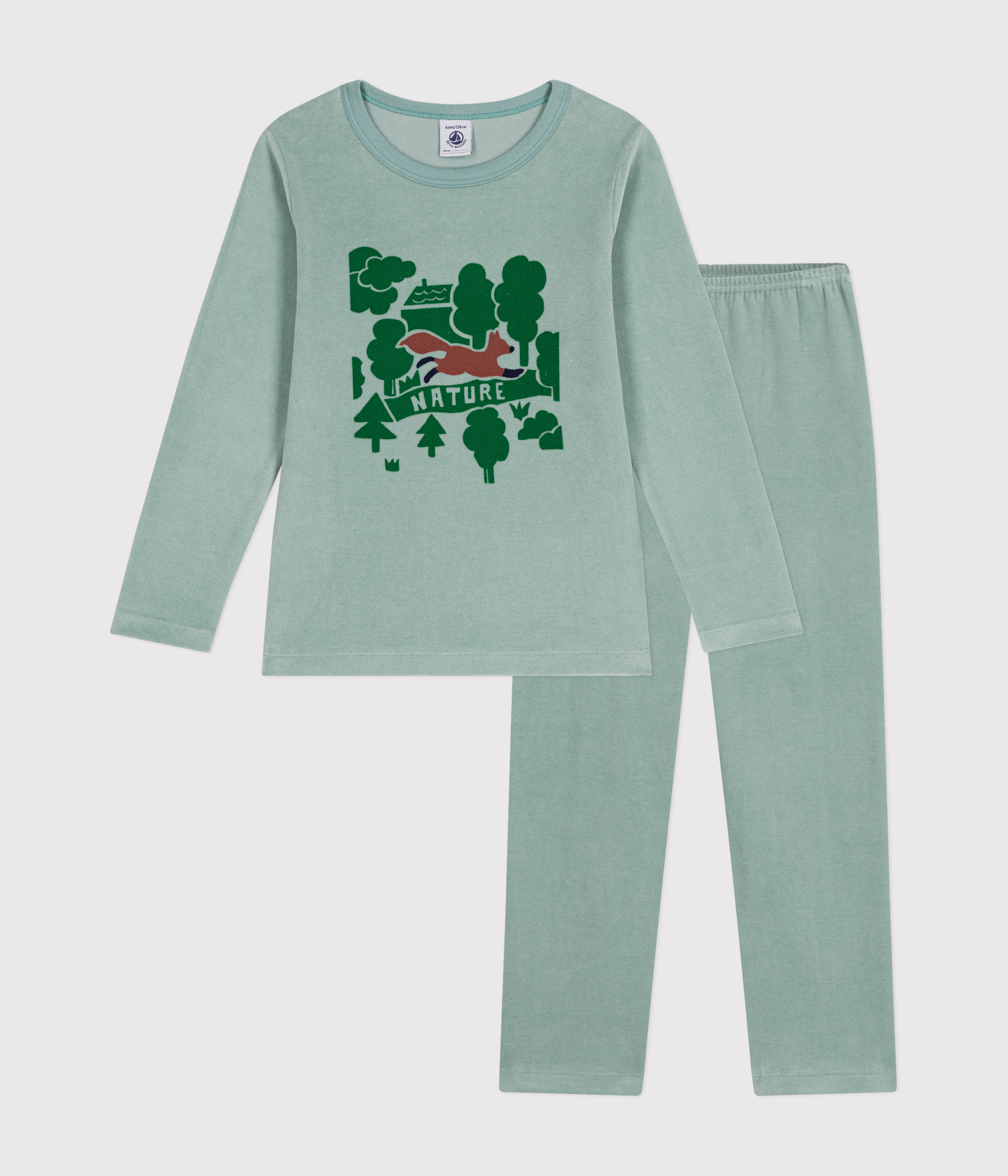 Children's plain velour pyjamas PAUL A0B5I01 | Petit Bateau
