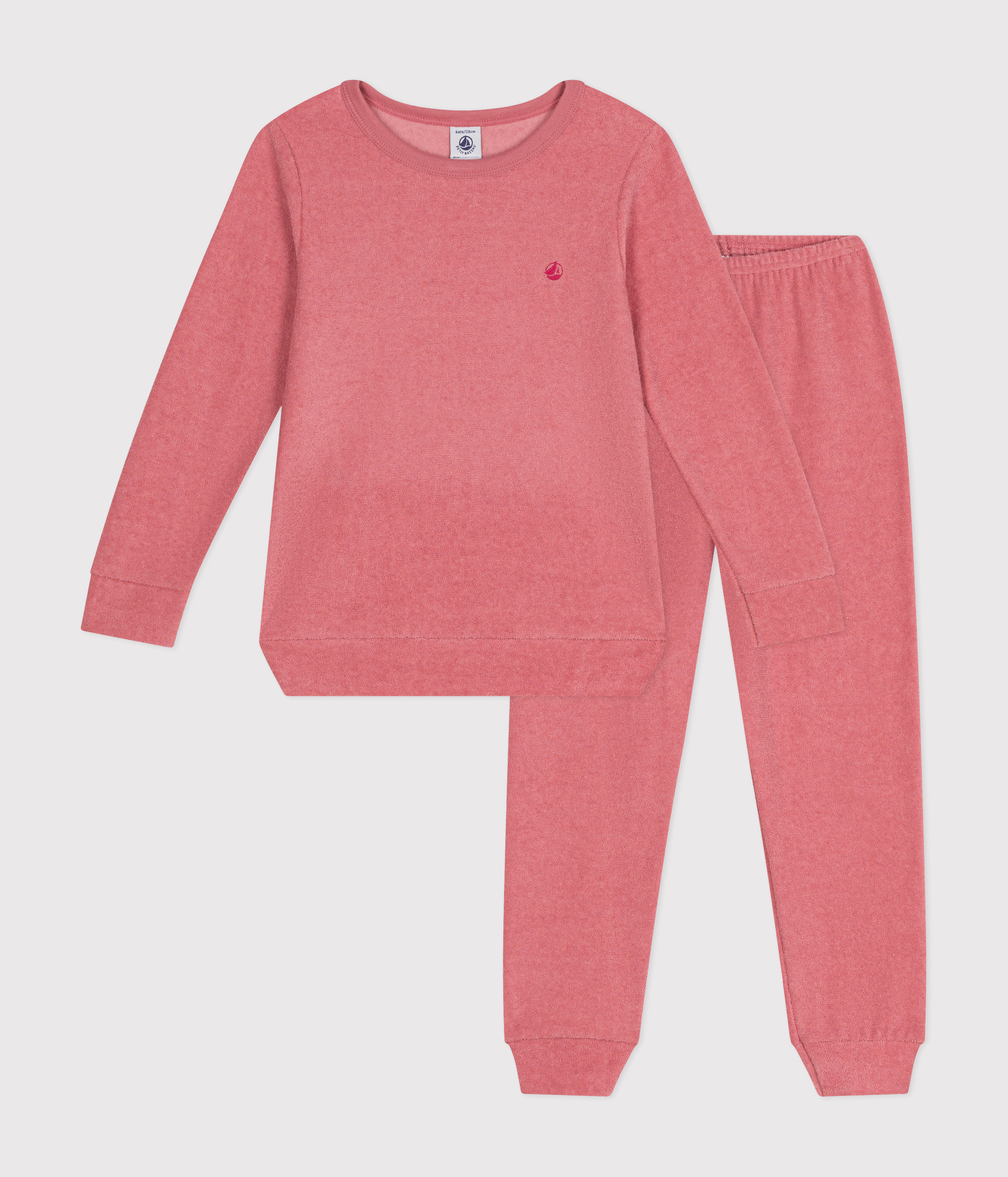 Children's plain pyjamas in brushed terry towelling ROSEWOOD A0BD901 ...