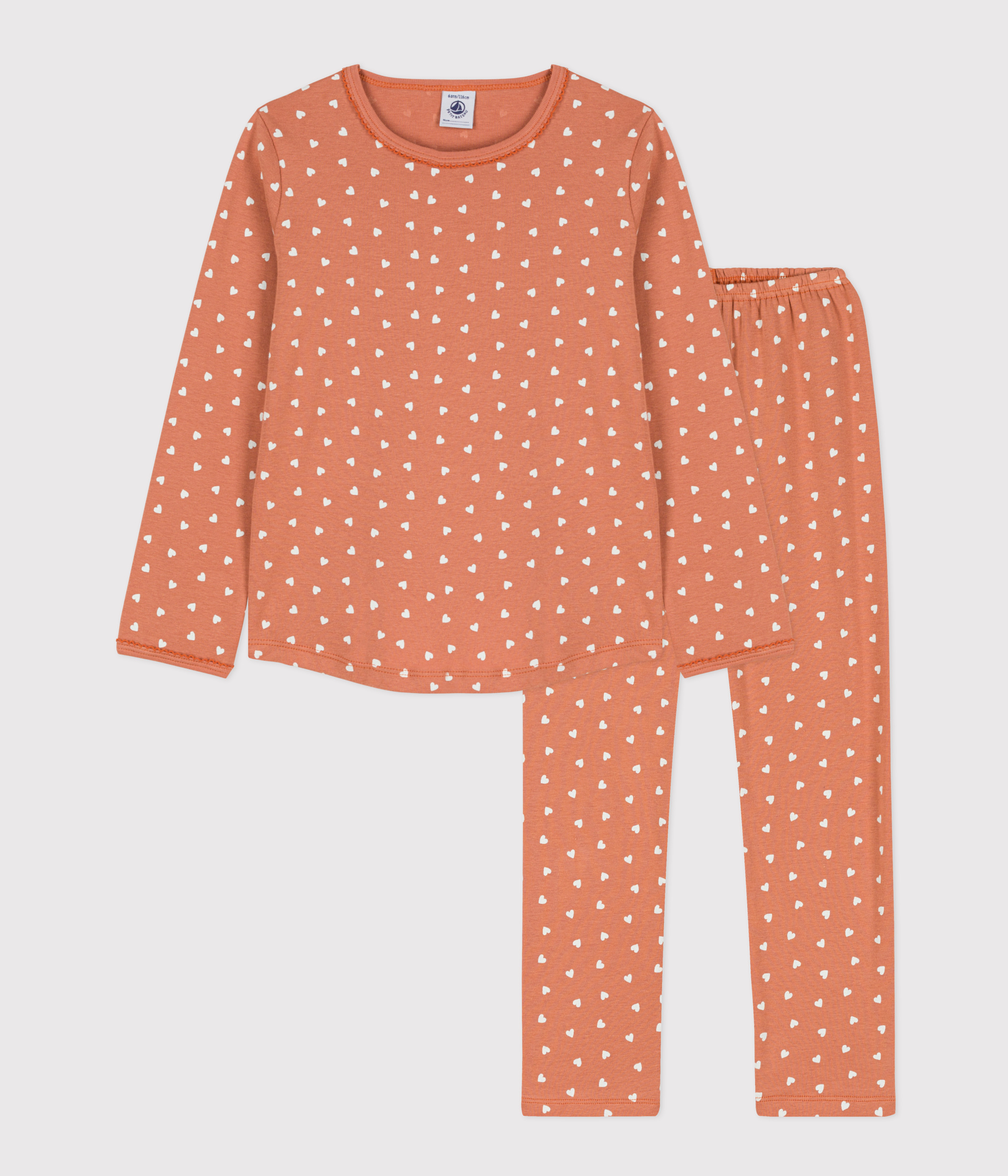 Girls' Heart Cotton Pyjamas SIENNA/MARSHMALLOW A091101 | Petit Bateau