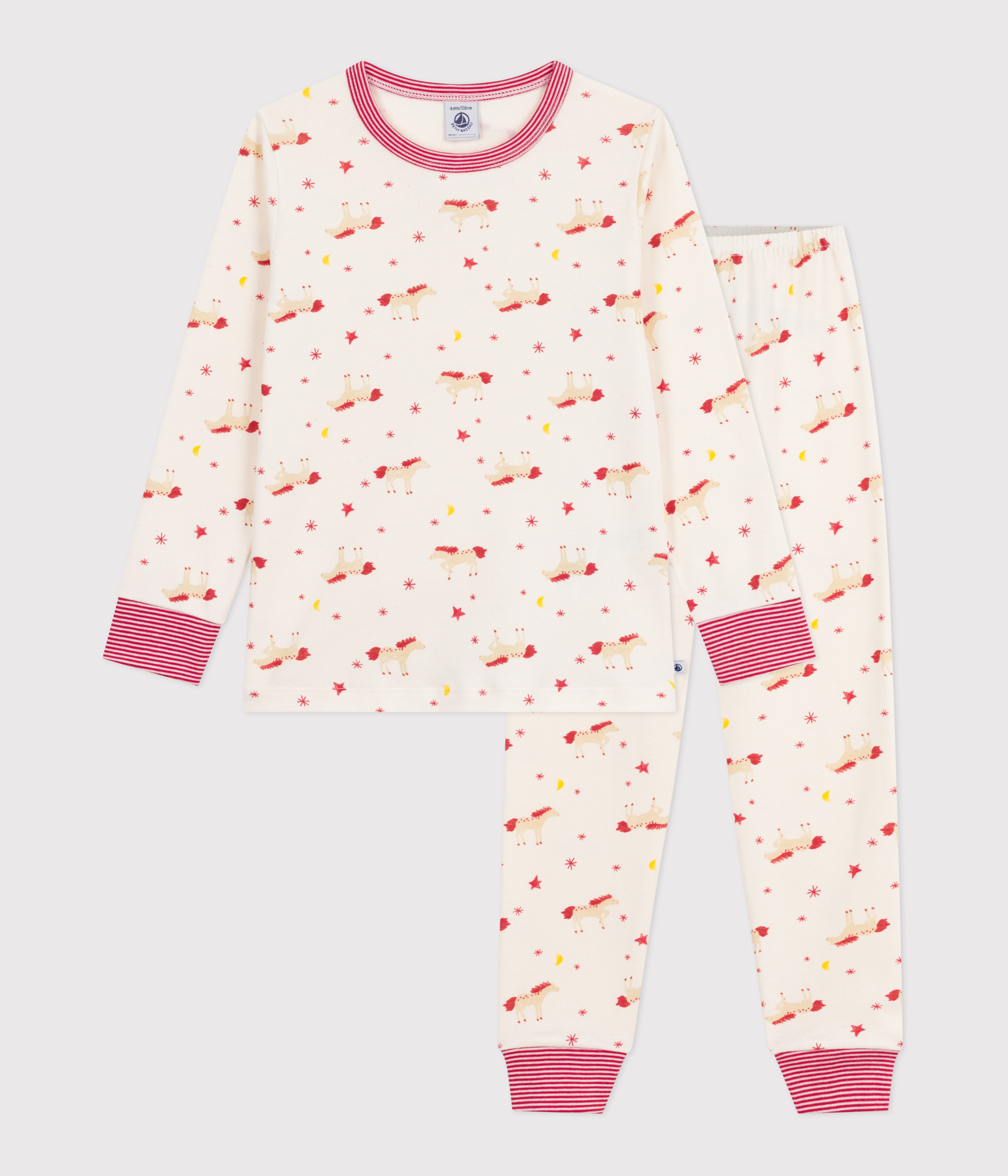 Children's horse-print cotton pyjamas MILK/MULTICO A0DW701 | Petit Bateau